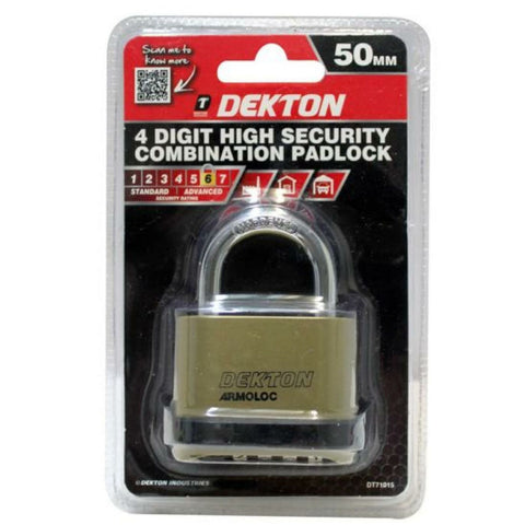 Dekton 50mm 4 Digit High Security Combination Padlock House Shed Lock ...